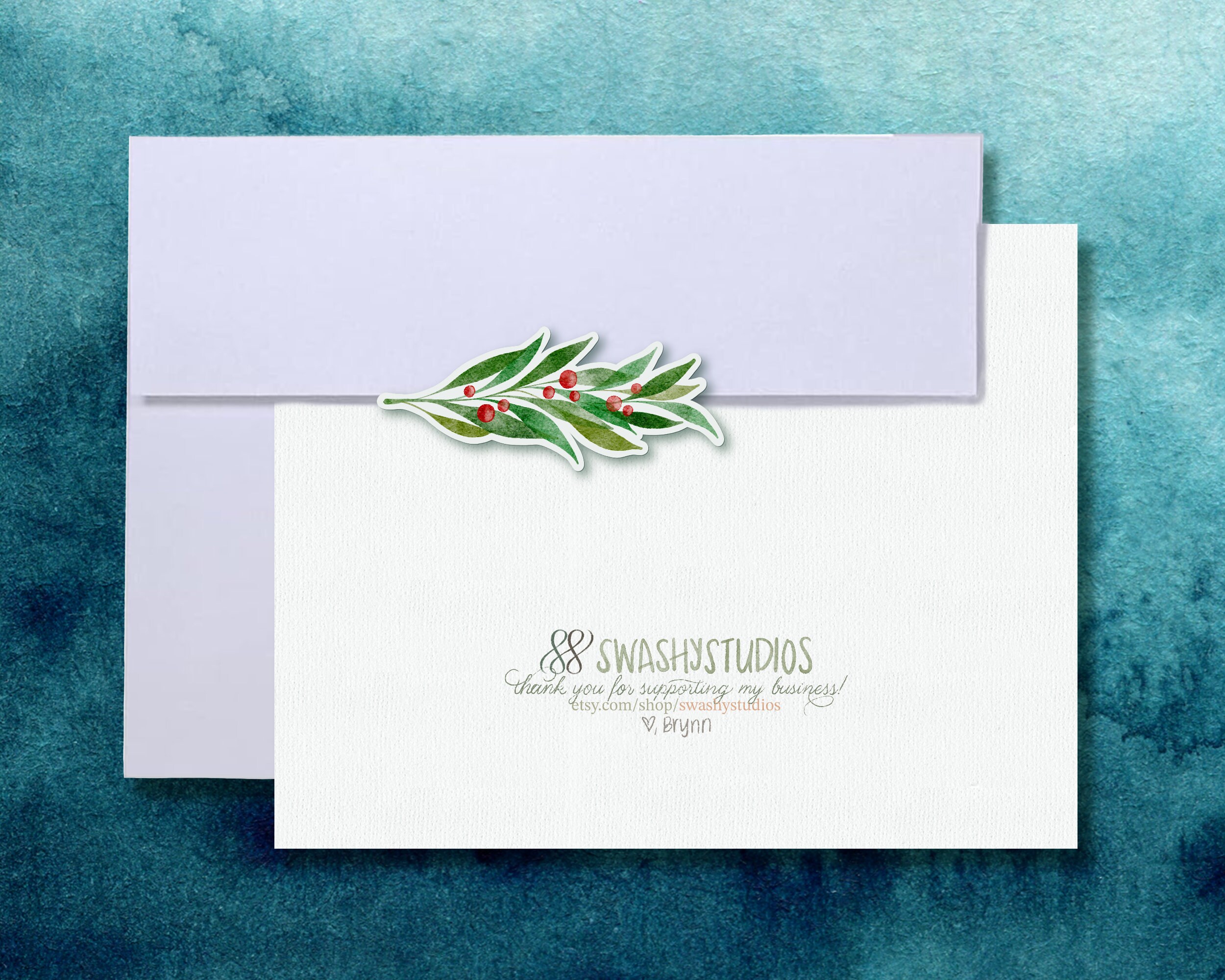 Merry Christmas Loopy String Lights Holiday Card Blank Inside A2 ...