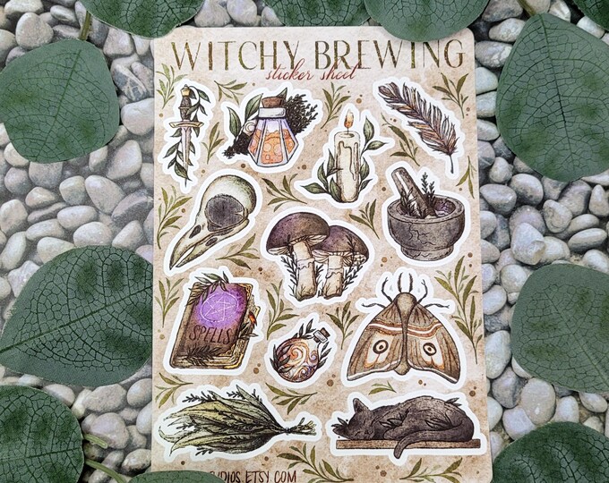 Witchy Alchemist Sticker Sheet | Kiss Cut Stickers | Wiccan ...