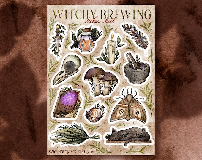 Witchy Alchemist Sticker Sheet | Kiss Cut Stickers | Wiccan ...