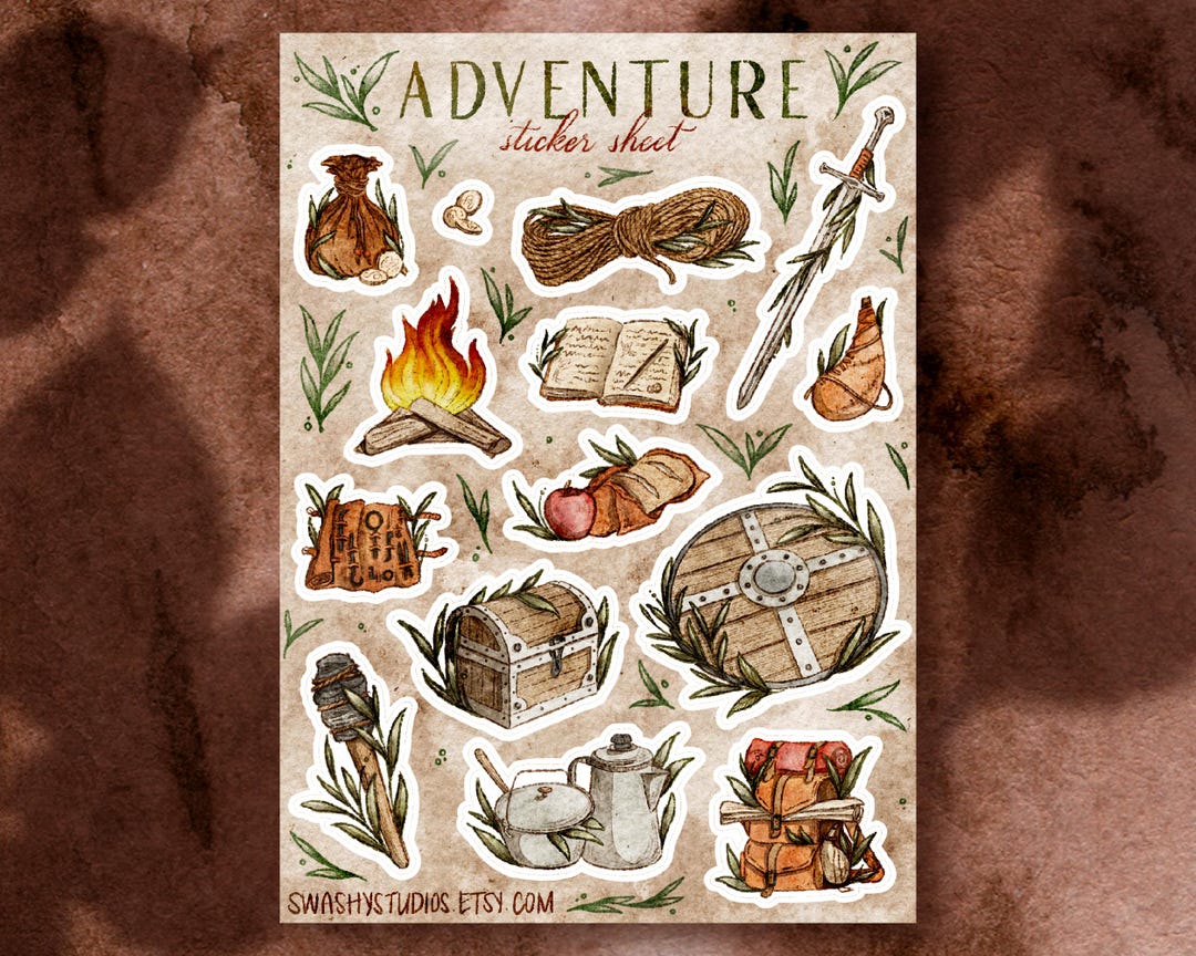 Adventure Fantasy Sticker Kiss Cut Sheet | Scratchproof Weatherproof ...