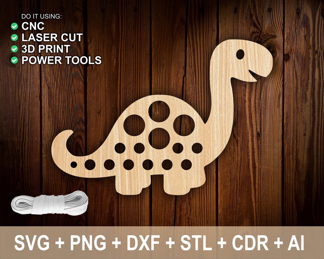 Sensory Dinosaur Threading Toy for Toddlers | Wooden Lacing Animals Toy ...