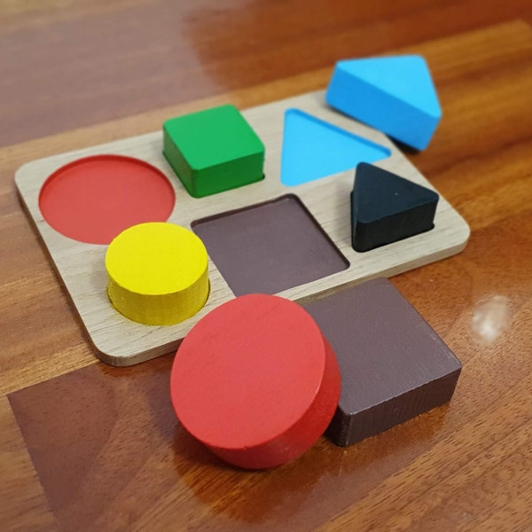 Wooden Geometric Shapes Puzzle - Etsy