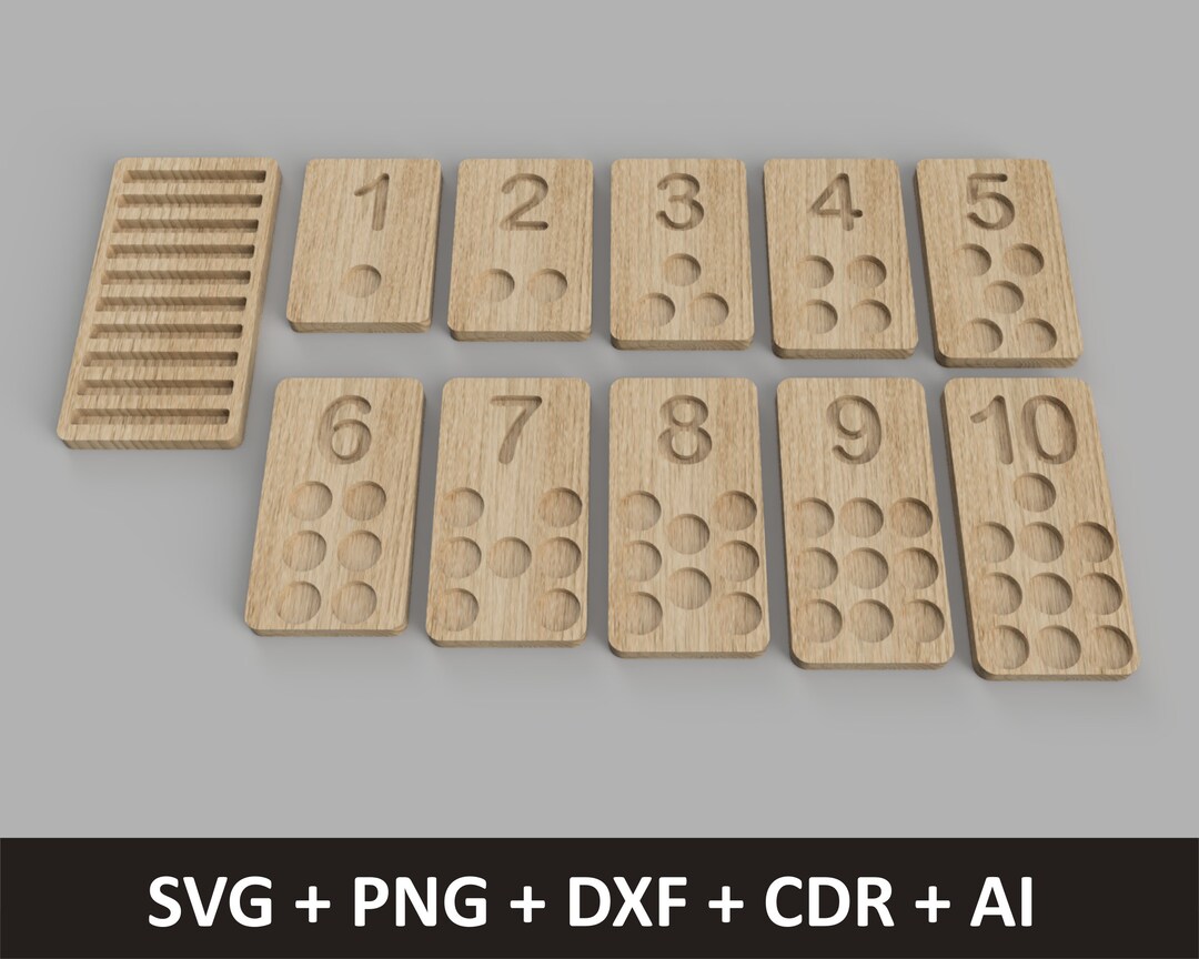 Montessori Counting Trays Boards | Svg Dxf Digital Files | Educational ...