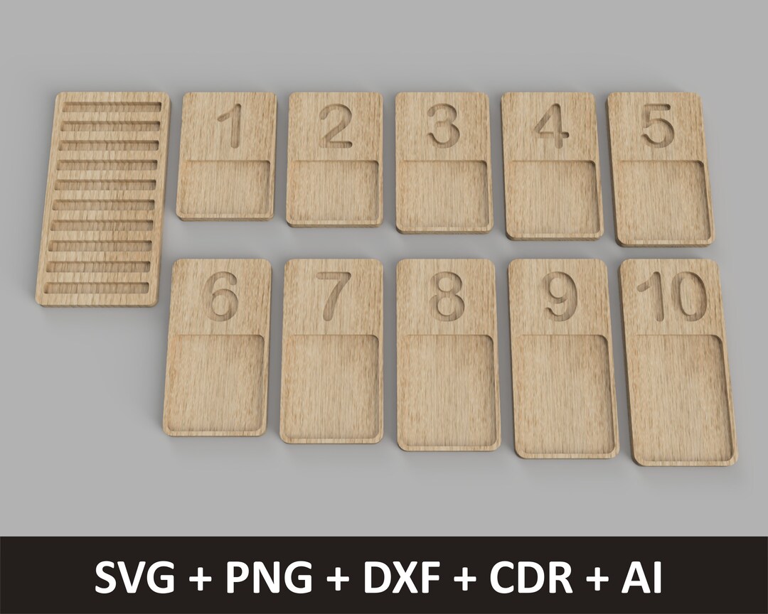 Montessori Counting Trays Boards | Svg Dxf Digital Files | Educational ...