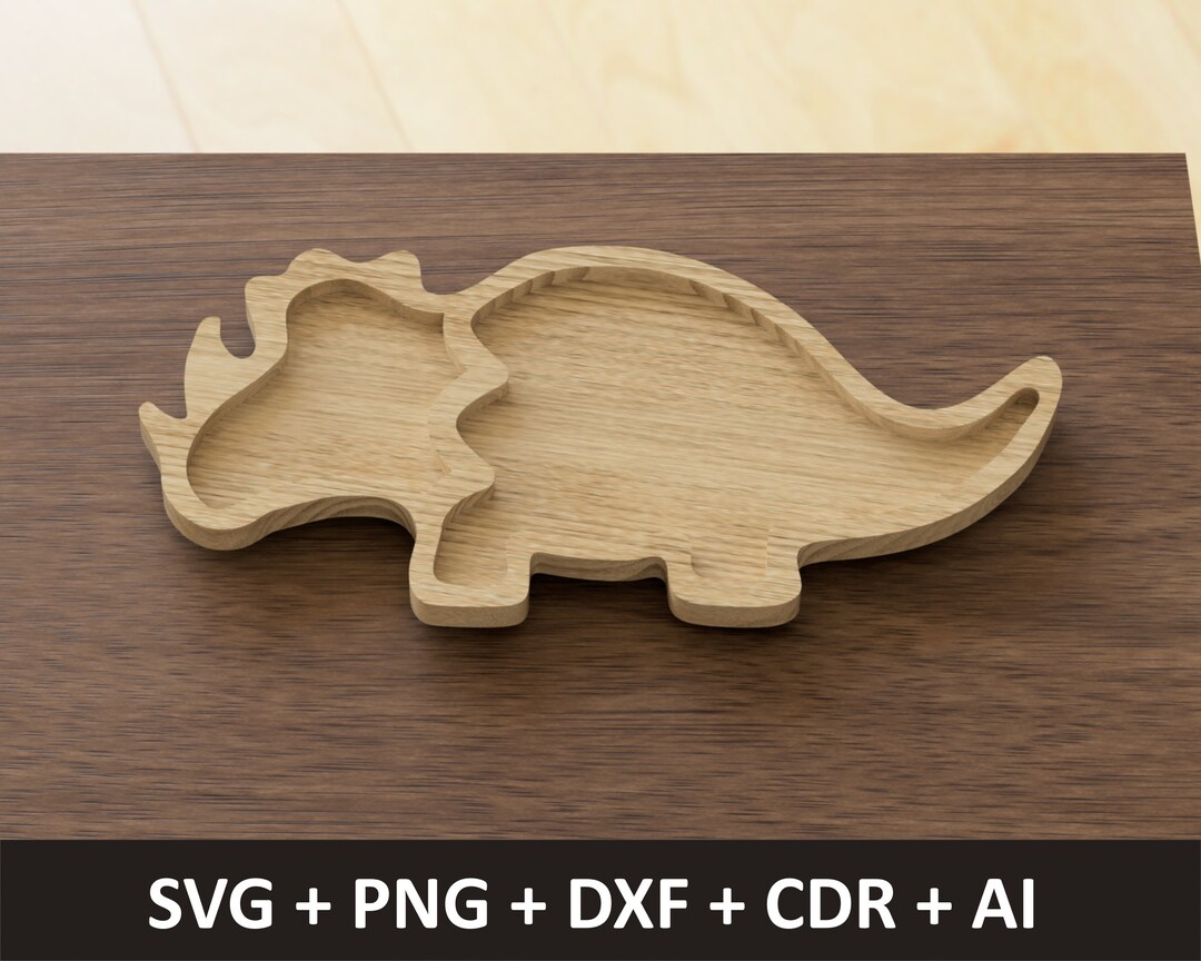 Triceratops Dinosaur Tray Plate | Digital CNC Cut File | Svg Dxf File ...