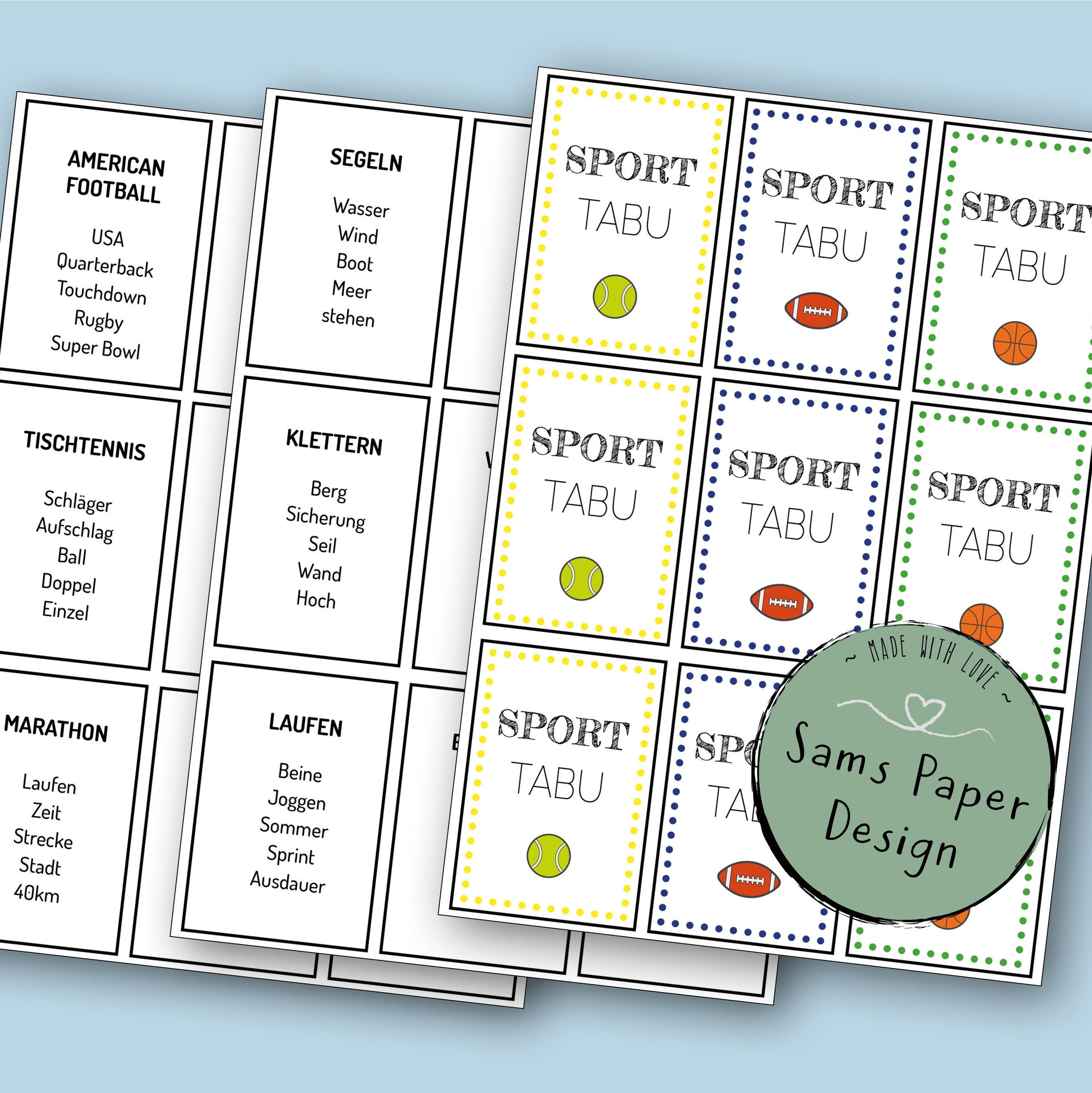 SPORT TABU - the Ideal Guessing Game for Sports Fans | 72 Guess Terms ...