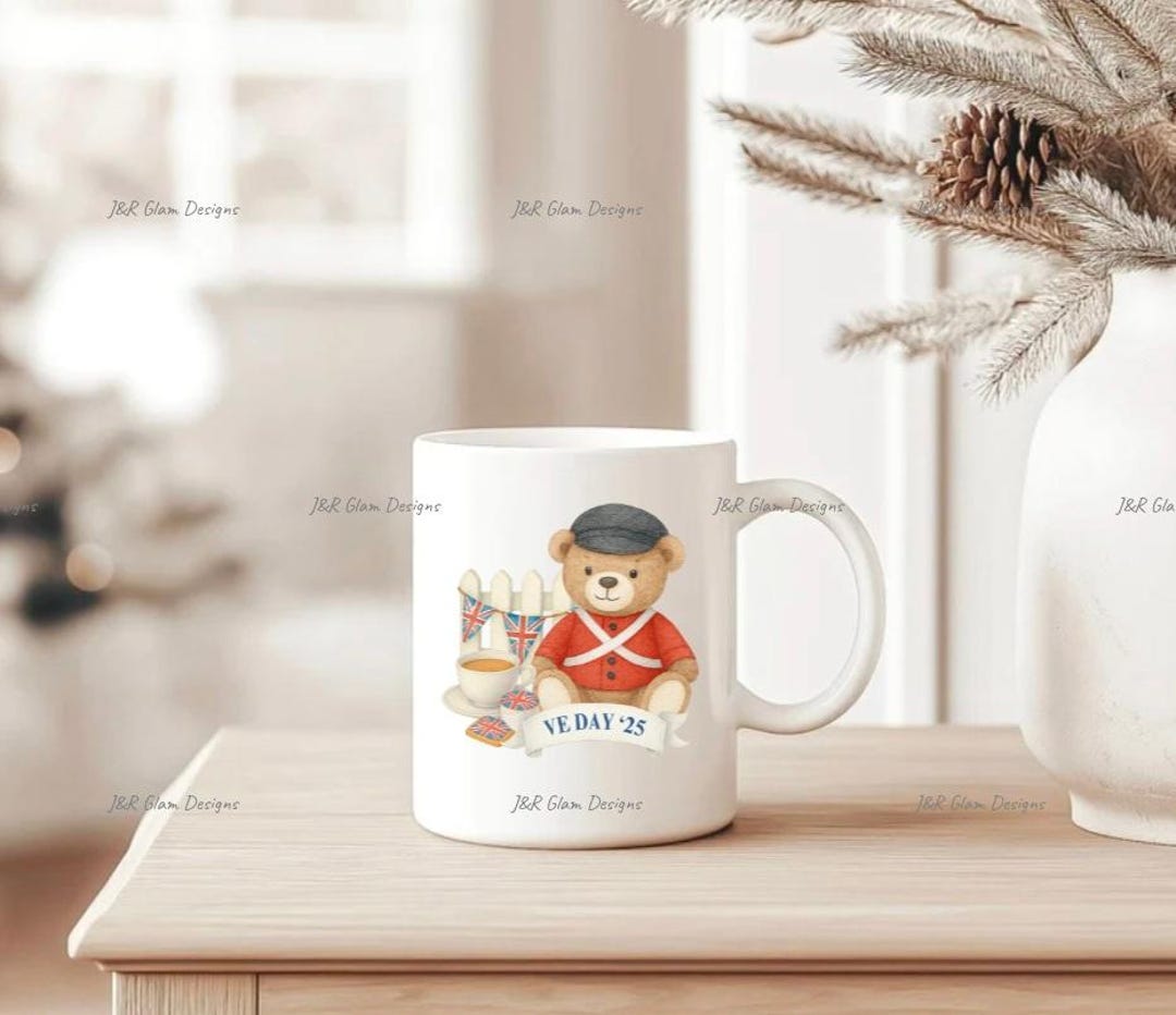 VE Day Mug 80th Anniversary Union Jack Teddybearpatriotic Gift Union ...