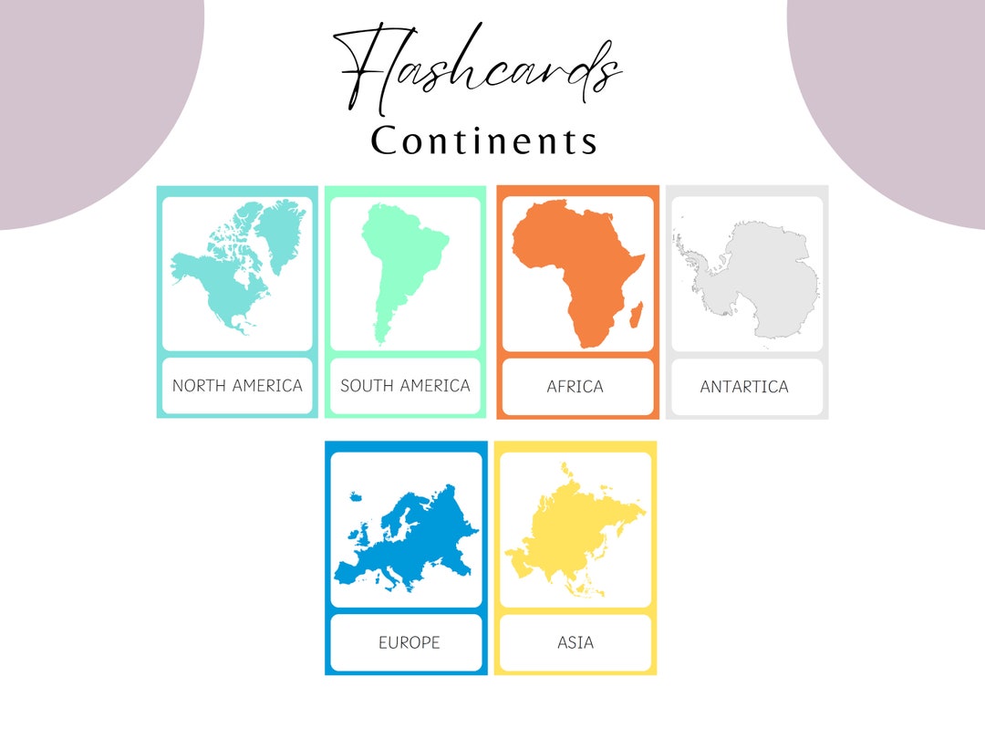 Continent Flashcards - Etsy