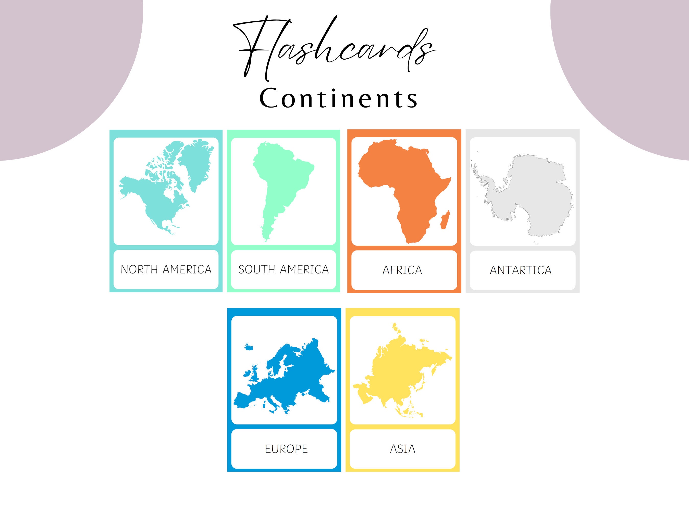 Continent Flashcards - Etsy
