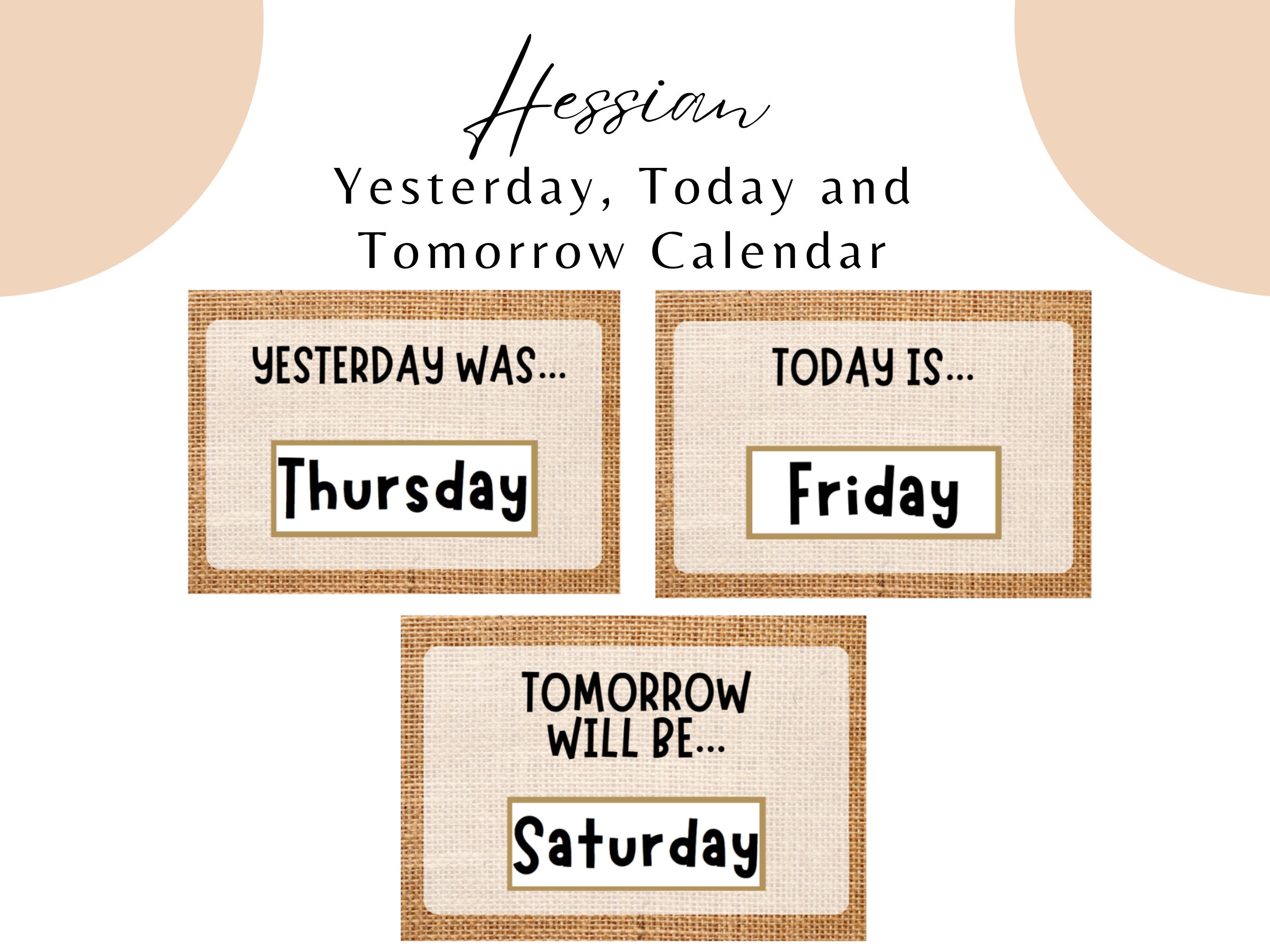 Hessian Days of the Week Ordering Activity Today Tomorrow Yesterday ...