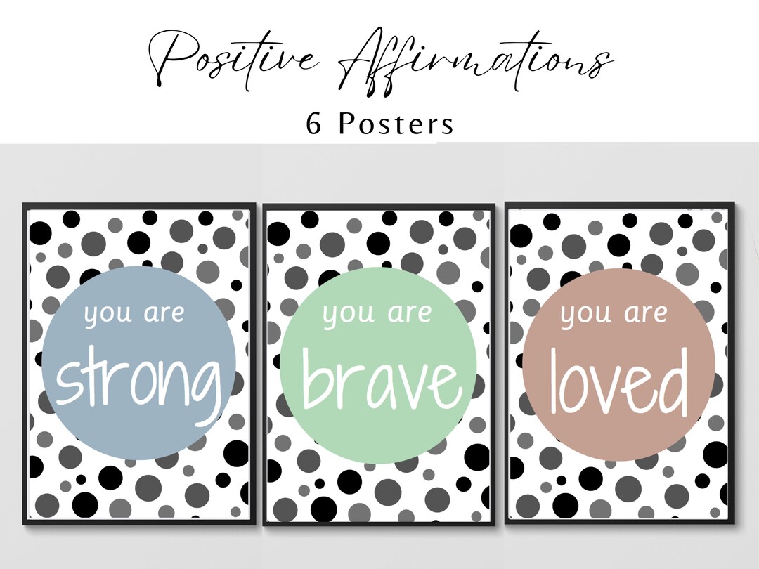 Positive Affirmations Polka Dot Pastel Boho Print Set Digital - Etsy