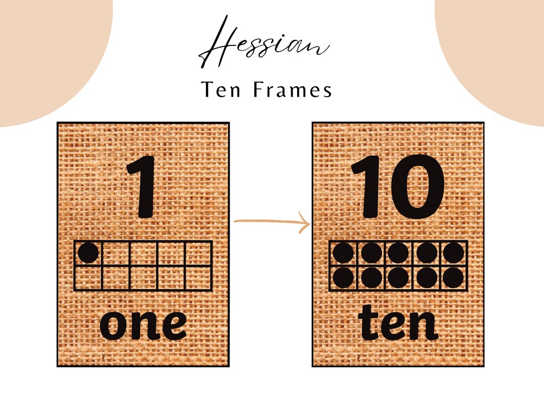 Hessian Natural Ten Frames Activity Printable,learn to Count, Counting ...