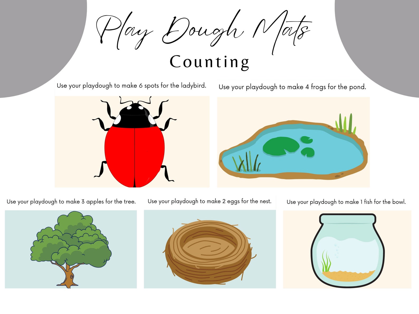 Play Doh Mats Counting Visual Cards, Printable Play Dough Toddler ...