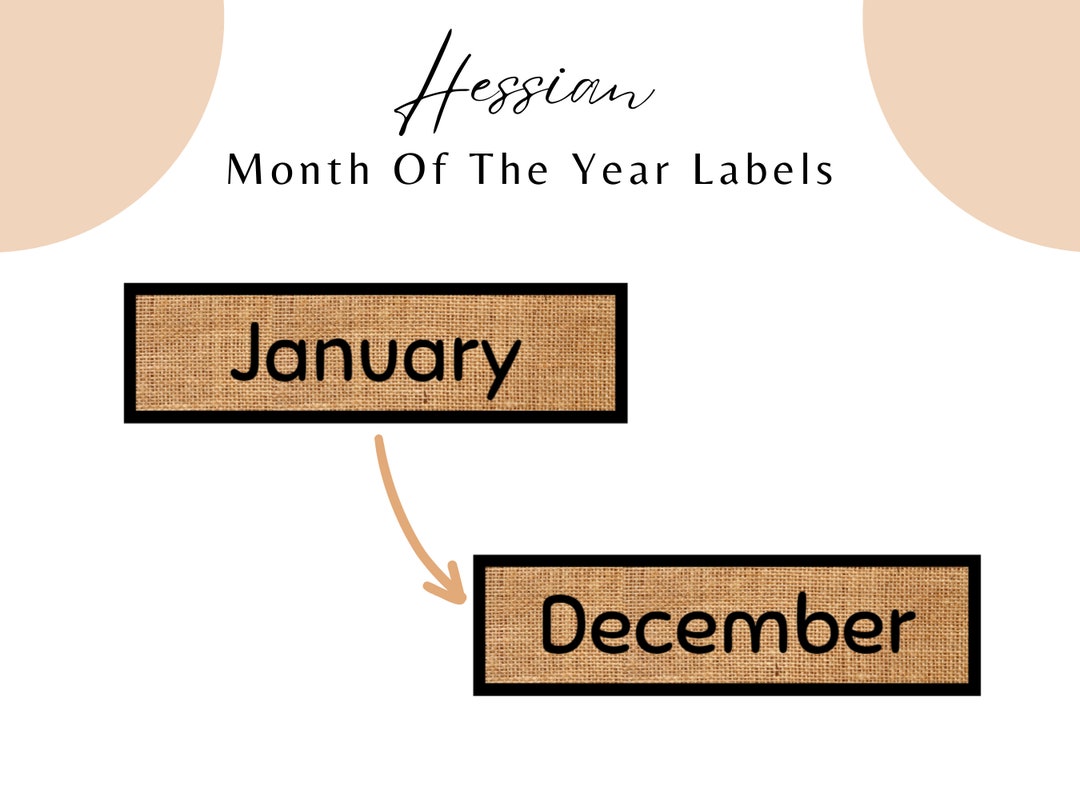 Hessian Months of the Year Flashcards Labels Display Printable ...