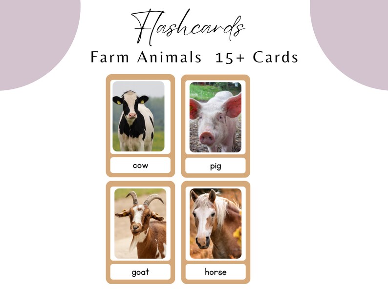 Farm Animal Flashcards, Kindergarten Preschool Printable Flashcards ...
