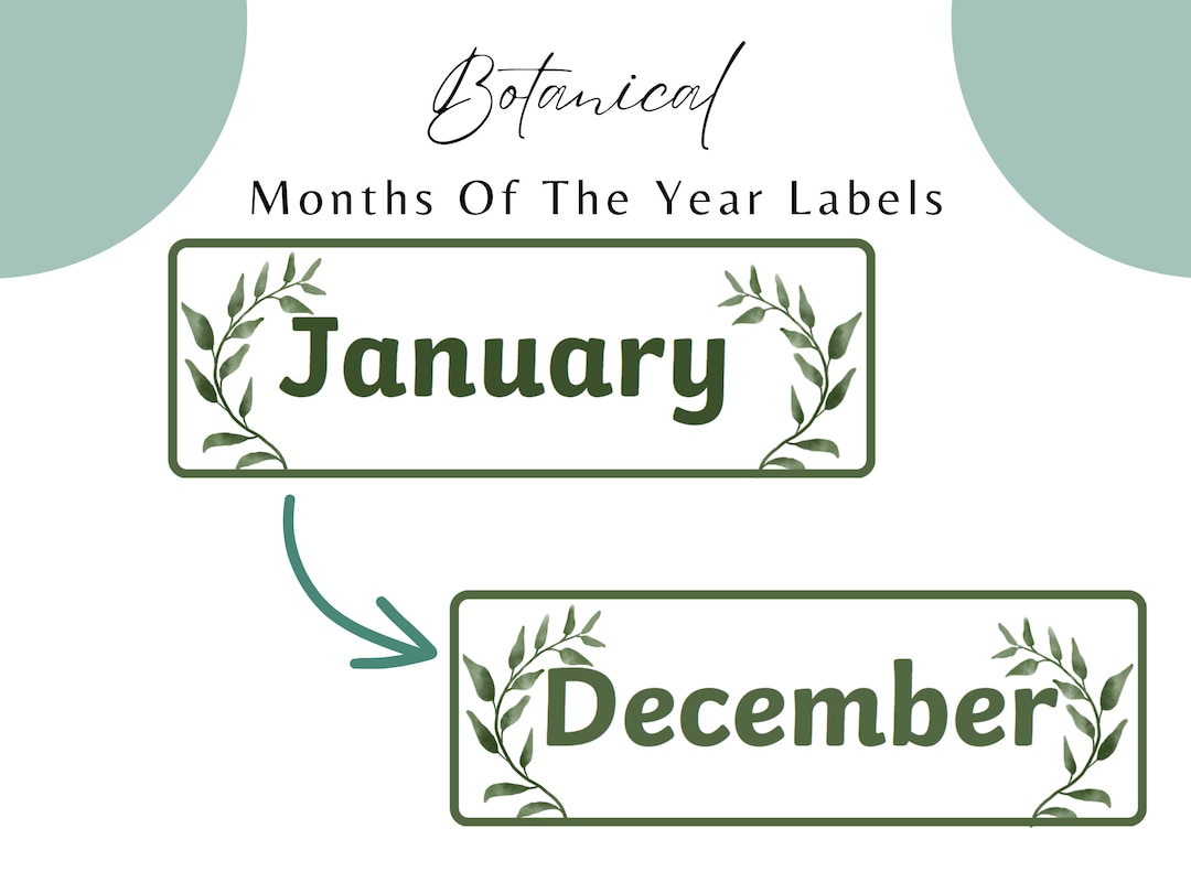 Botanical Months of the Year Labels Flashcards - Etsy
