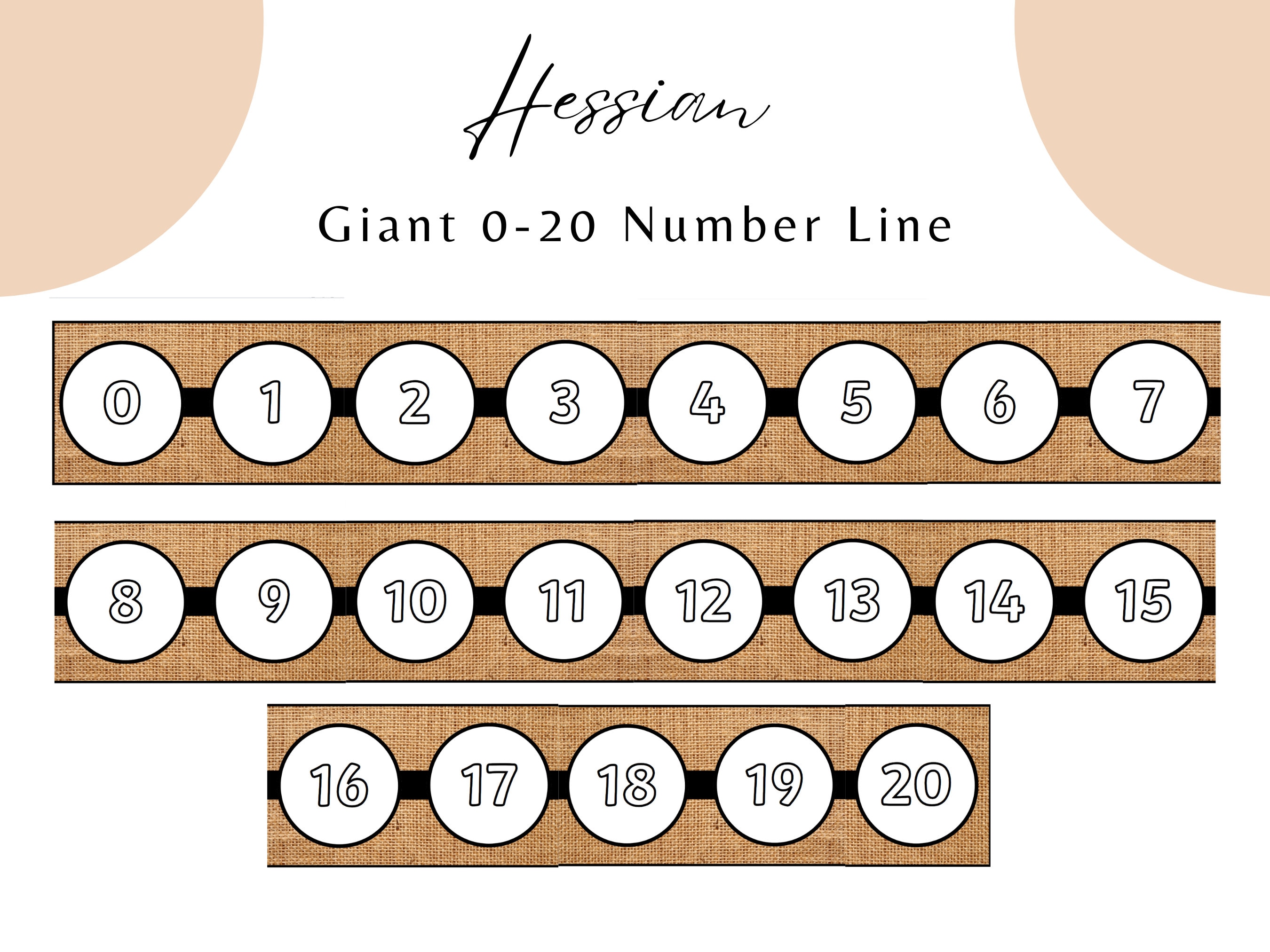 Hessian Giant Number Line 0-20 - Etsy