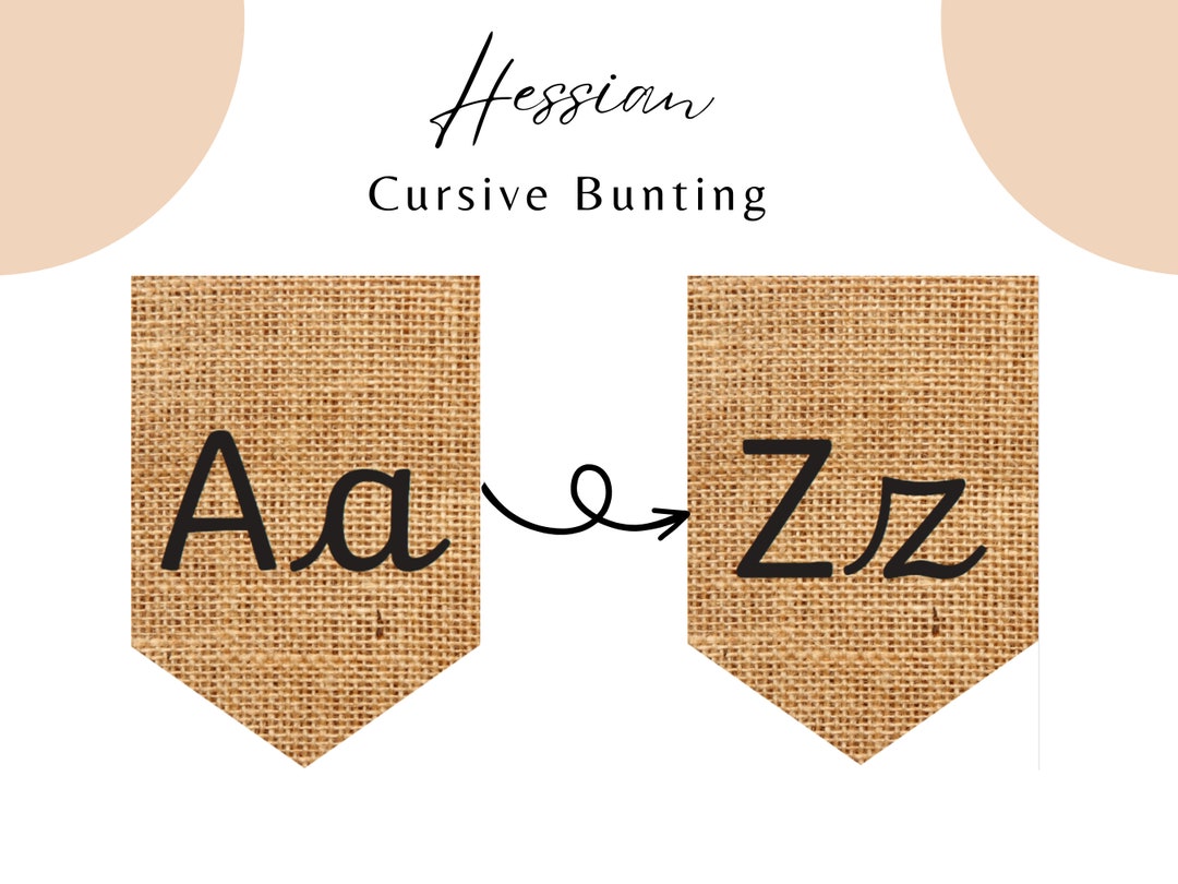 Hessian Cursive Bunting Lettering Classroom Display Headers Lowercase ...
