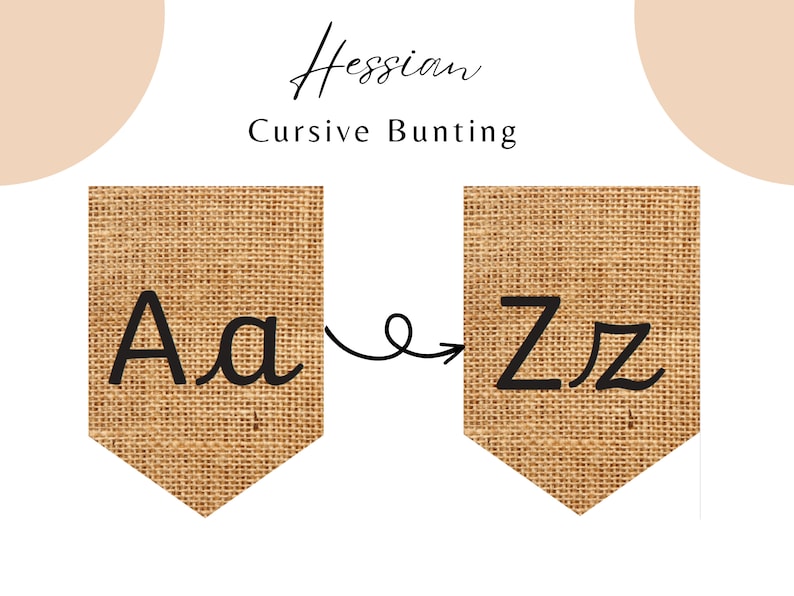 Hessian Cursive Bunting Lettering Classroom Display Headers Lowercase ...