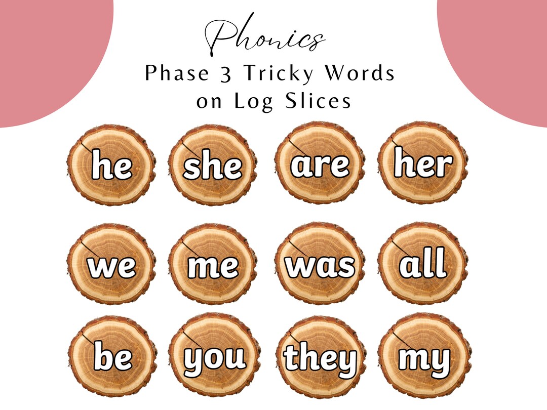 Phase 3 Tricky Words on Natural Looking Log Slices - Etsy