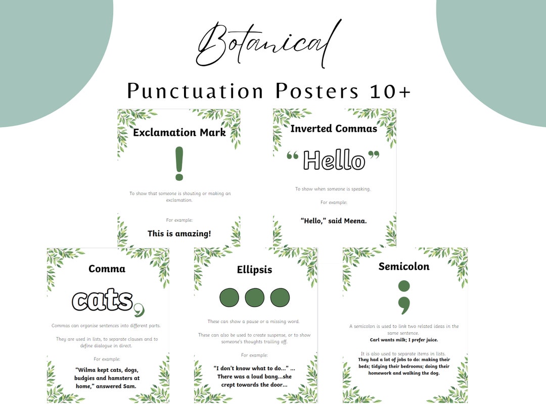 Botanical Punctuation Display Posters - Etsy