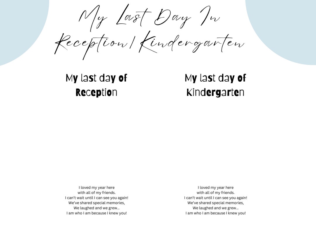 My Last Day of Reception Kindergarten Poem Handprint Activity Printable ...