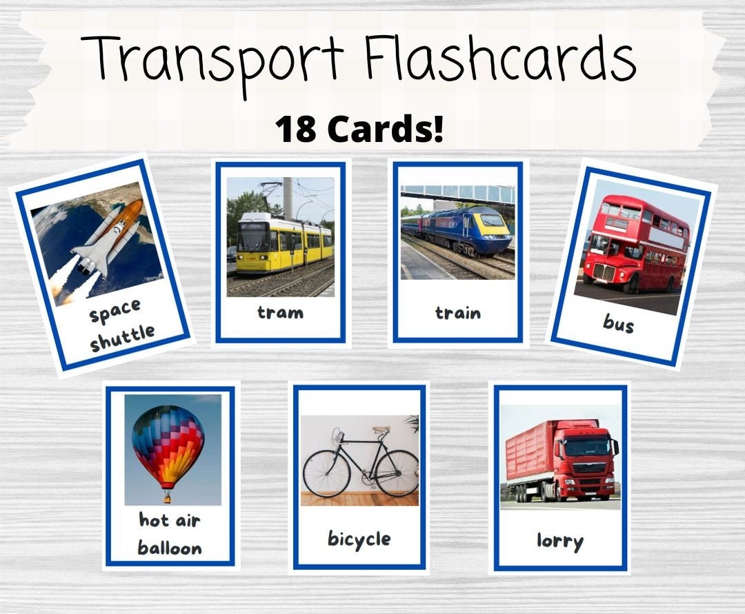 Things That Go Flashcards Printable Preschool Flash Cards - Etsy
