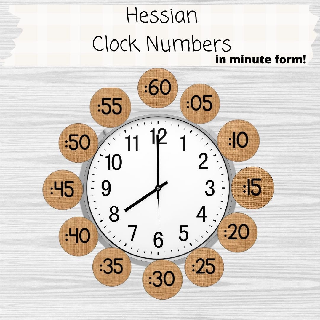 Hessian Natural Clock Numbers - Etsy