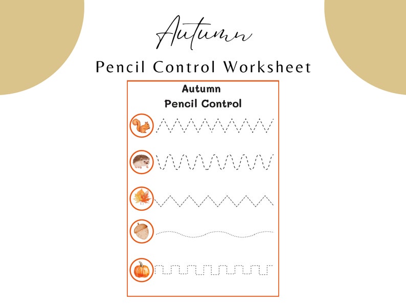 Autumn Pencil Control Tracing Worksheet - Etsy