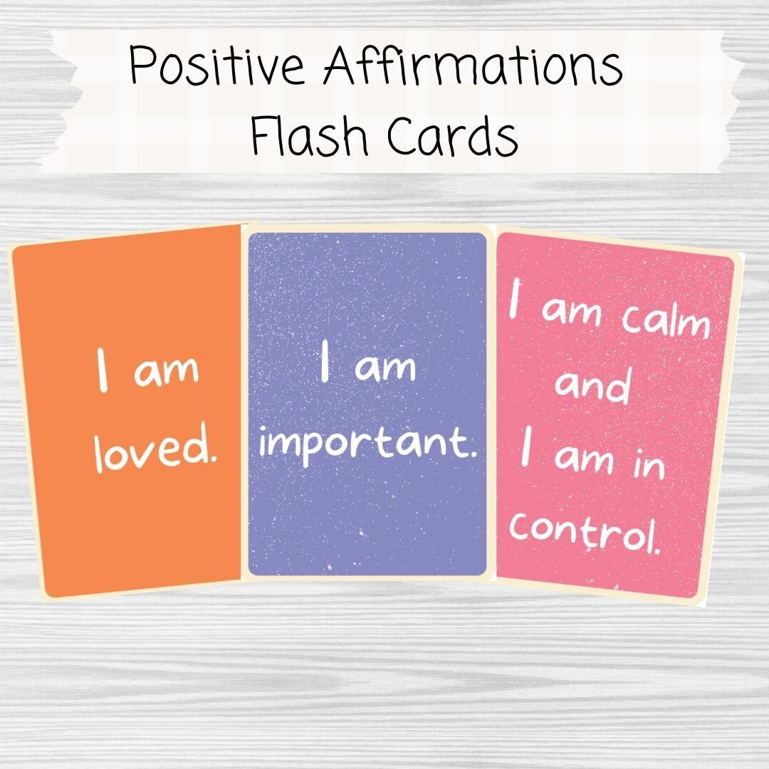 Positive Affirmations Flash Cards Children's Mental Health - Etsy