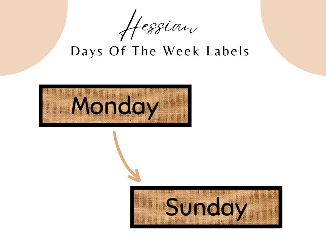 Hessian Days of the Week Display Poster Labels Flashcards Calendar ...