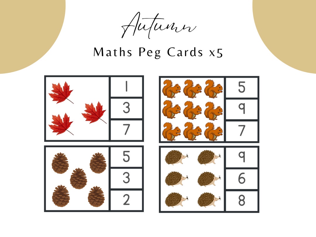Autumn Maths Peg Cards Number Recognition Early Years Development ...