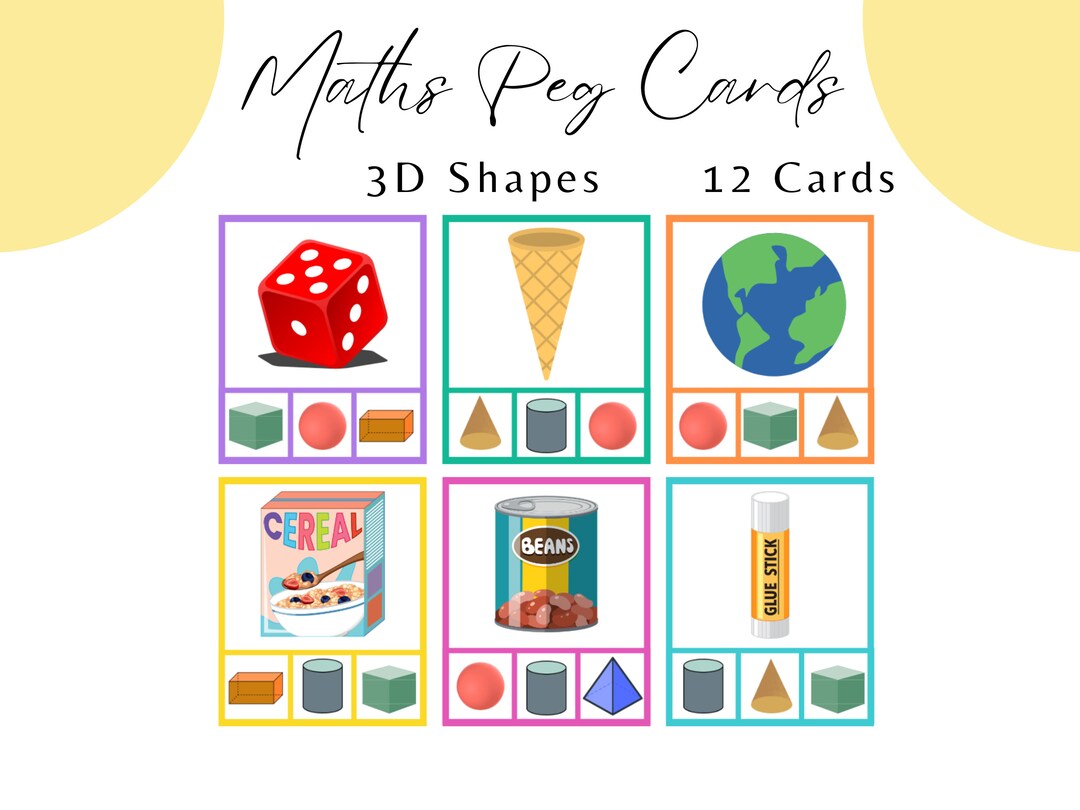3D Shapes Maths Peg Cards - Etsy