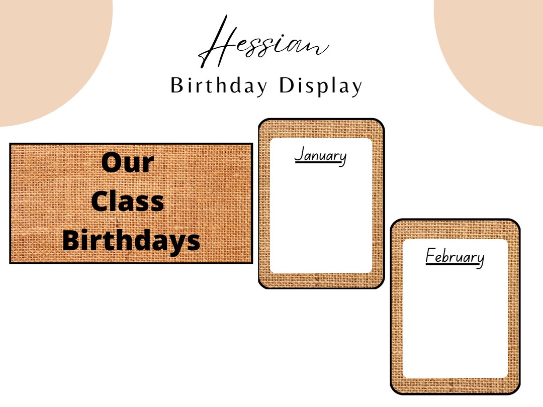 Hessian Birthday Display Classroom Decor Calendar - Etsy