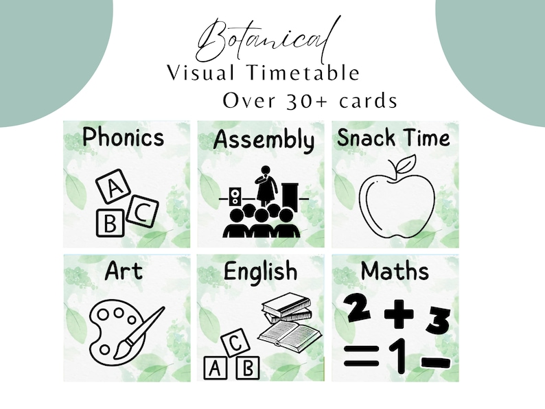 Botanical Natural Visual Timetable,daily Activities, Plan Routine ...