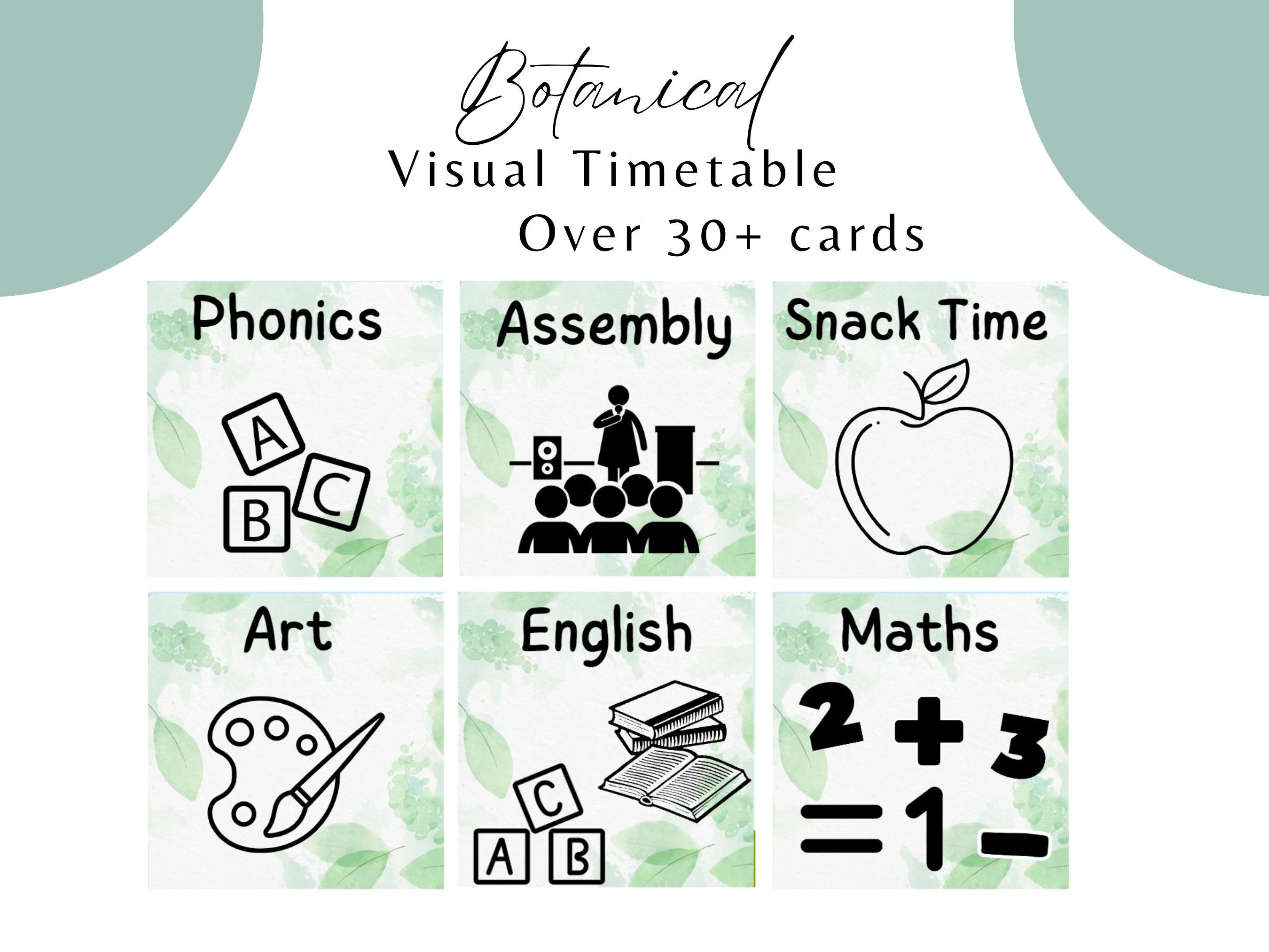 Botanical Natural Visual Timetable,daily Activities, Plan Routine ...