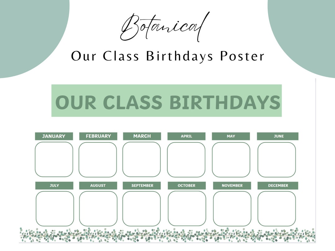 Botanical Class Birthdays Poster - Etsy
