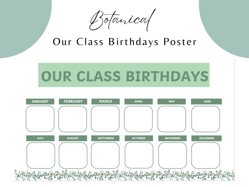 Botanical Class Birthdays Poster - Etsy