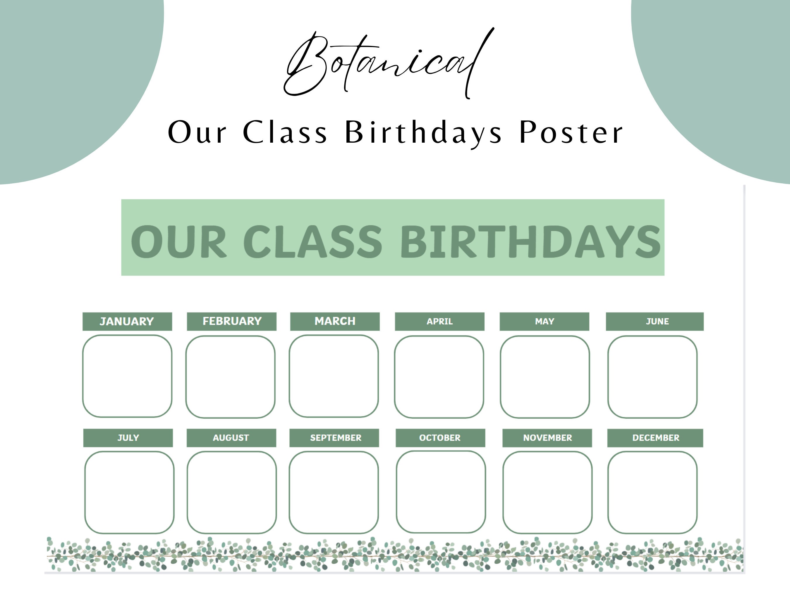 Botanical Class Birthdays Poster - Etsy