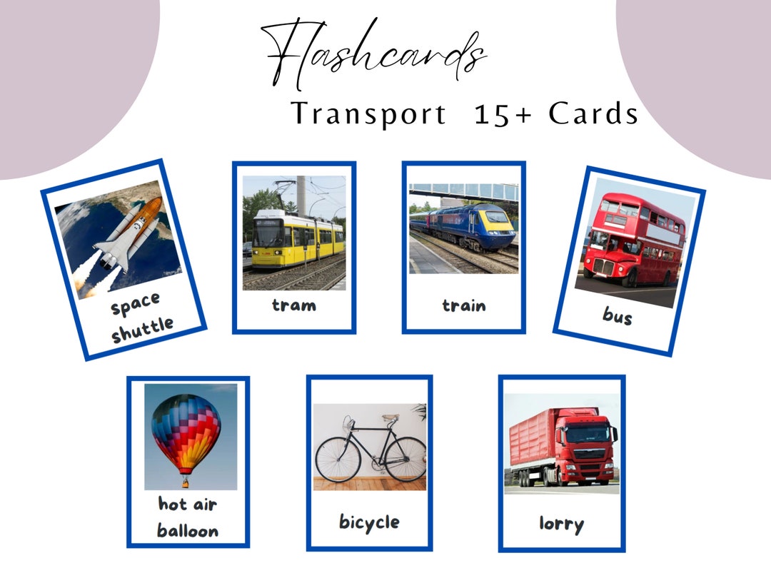 Things That Go Flashcards, Printable Preschool Flash Cards, Toddler ...