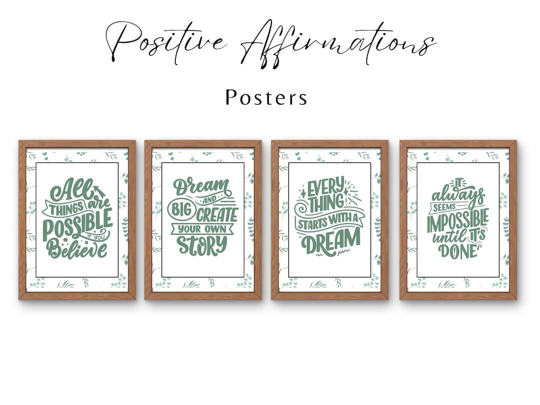 Botanical Positive Inspirational Posters Digital - Etsy
