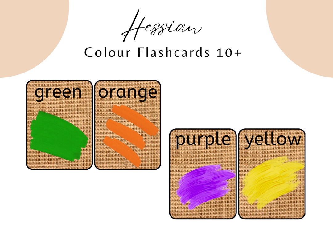 Hessian Colour Flash Cards Toddler Education Montessori Class Room ...
