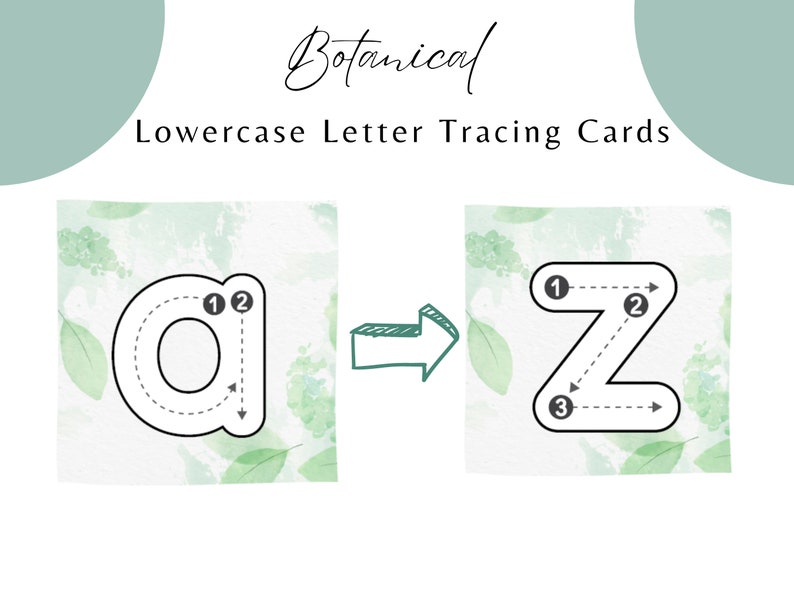 Botanical Lowercase Alphabet Letter Flashcards, Letter Sounds ...