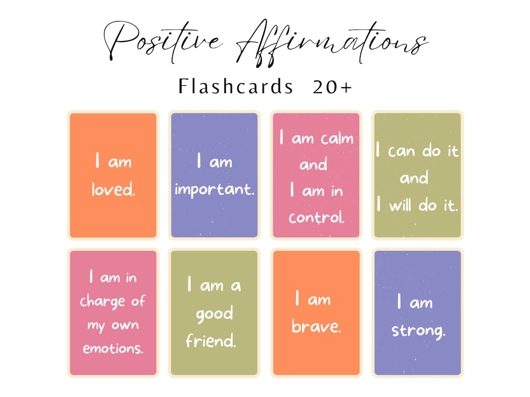 Positive Affirmations Flash Cards Children's Mental Health Growth ...