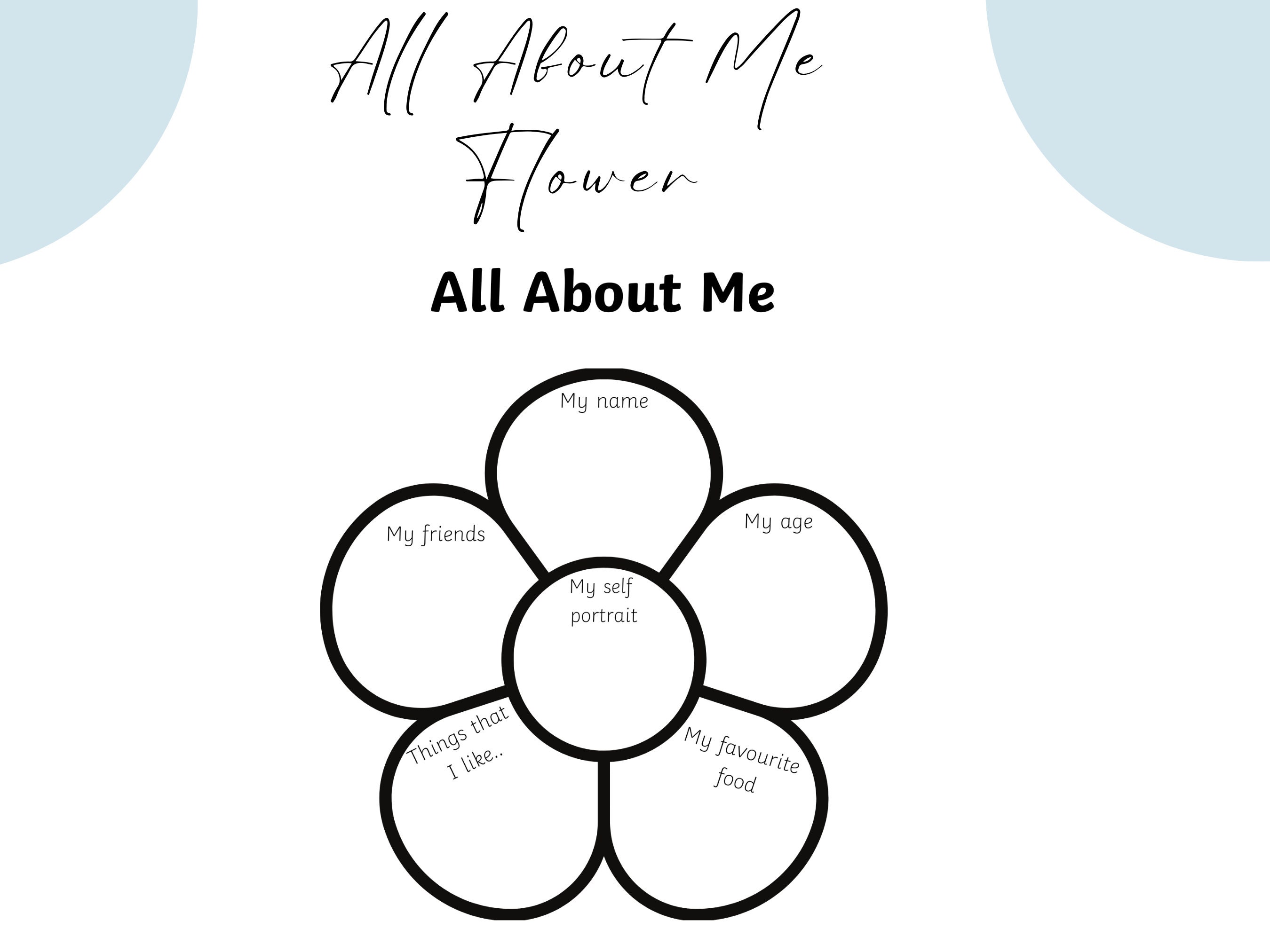 All About Me Template Year 6