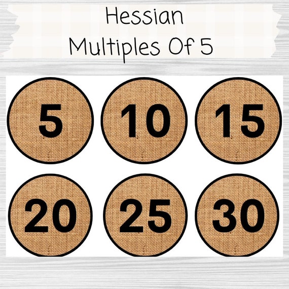 Hessian Multiples of 5 Number Circles Flashcards Maths - Etsy