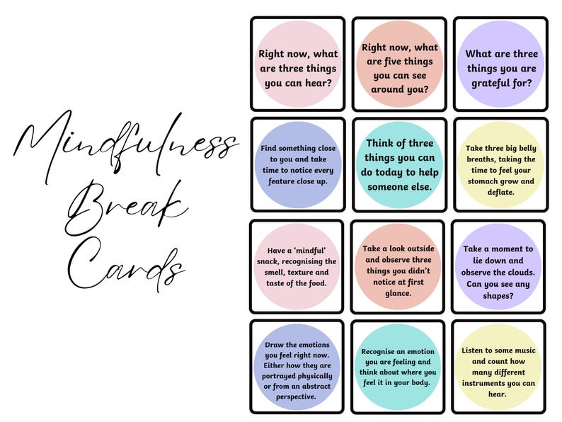 Mindfulness Break Cards - Etsy