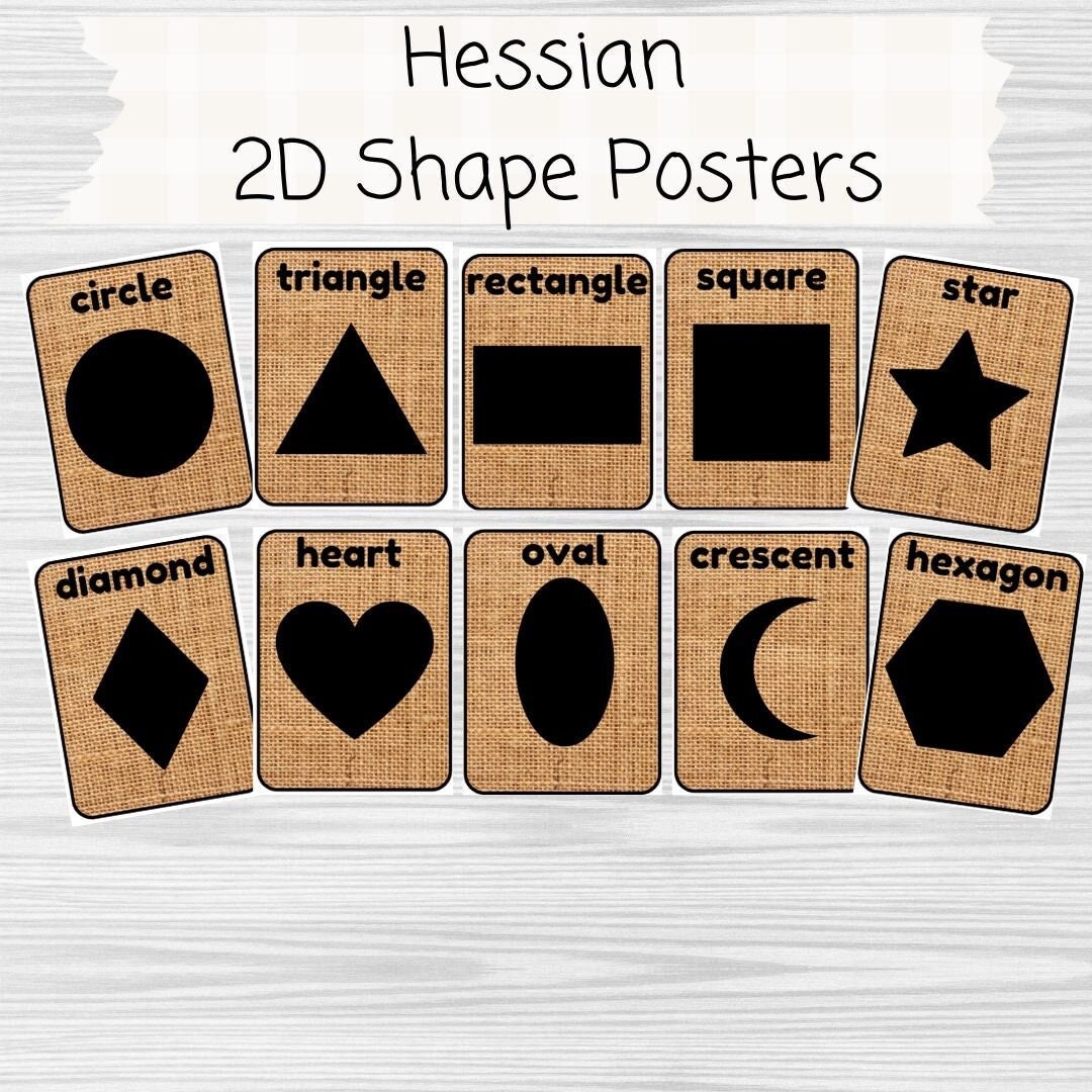 Hessian 2D Shape Posters Display Labels Maths Kindergarten - Etsy UK