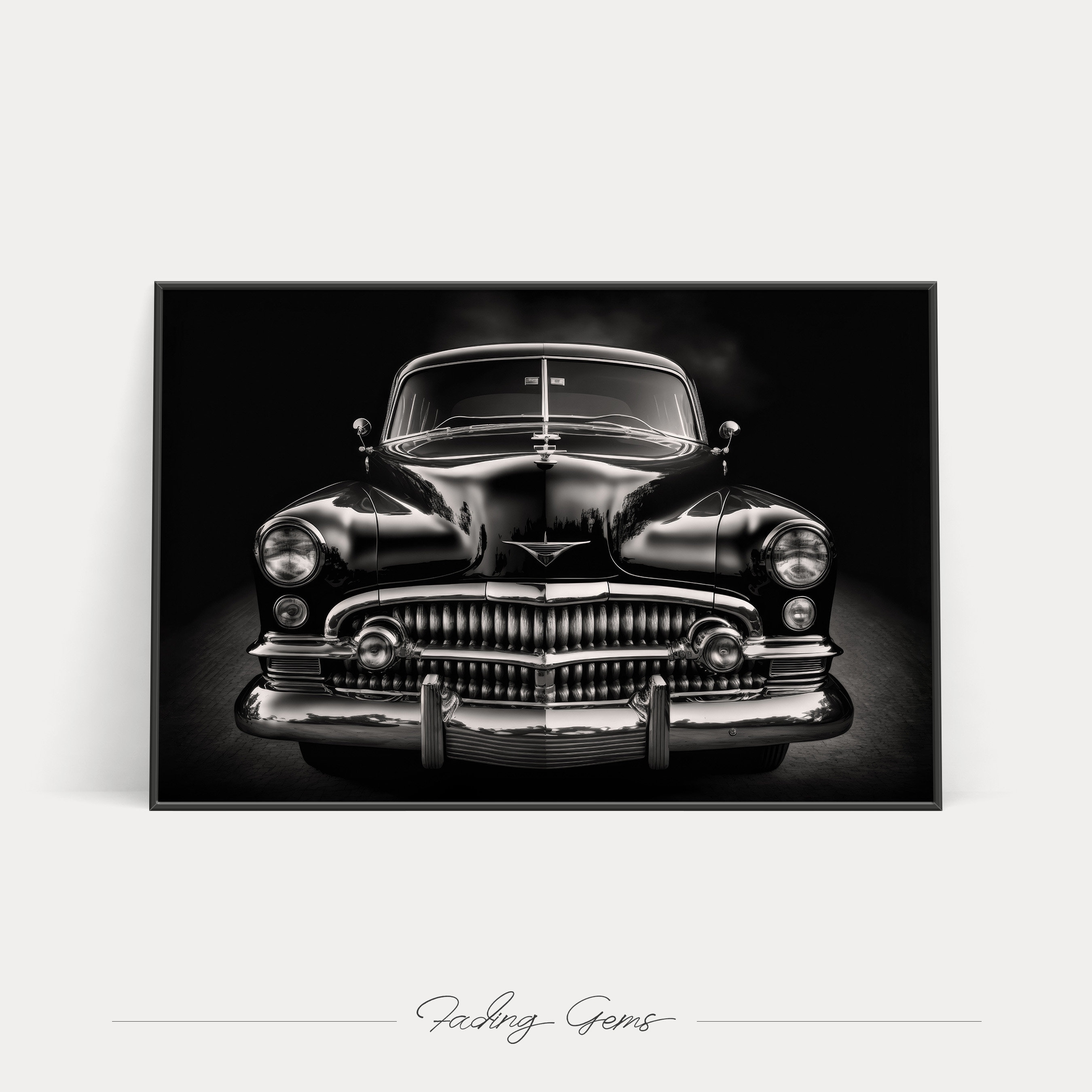 Vintage Car No.2 / Digital Art / Monochromatic Close-up / Retro ...