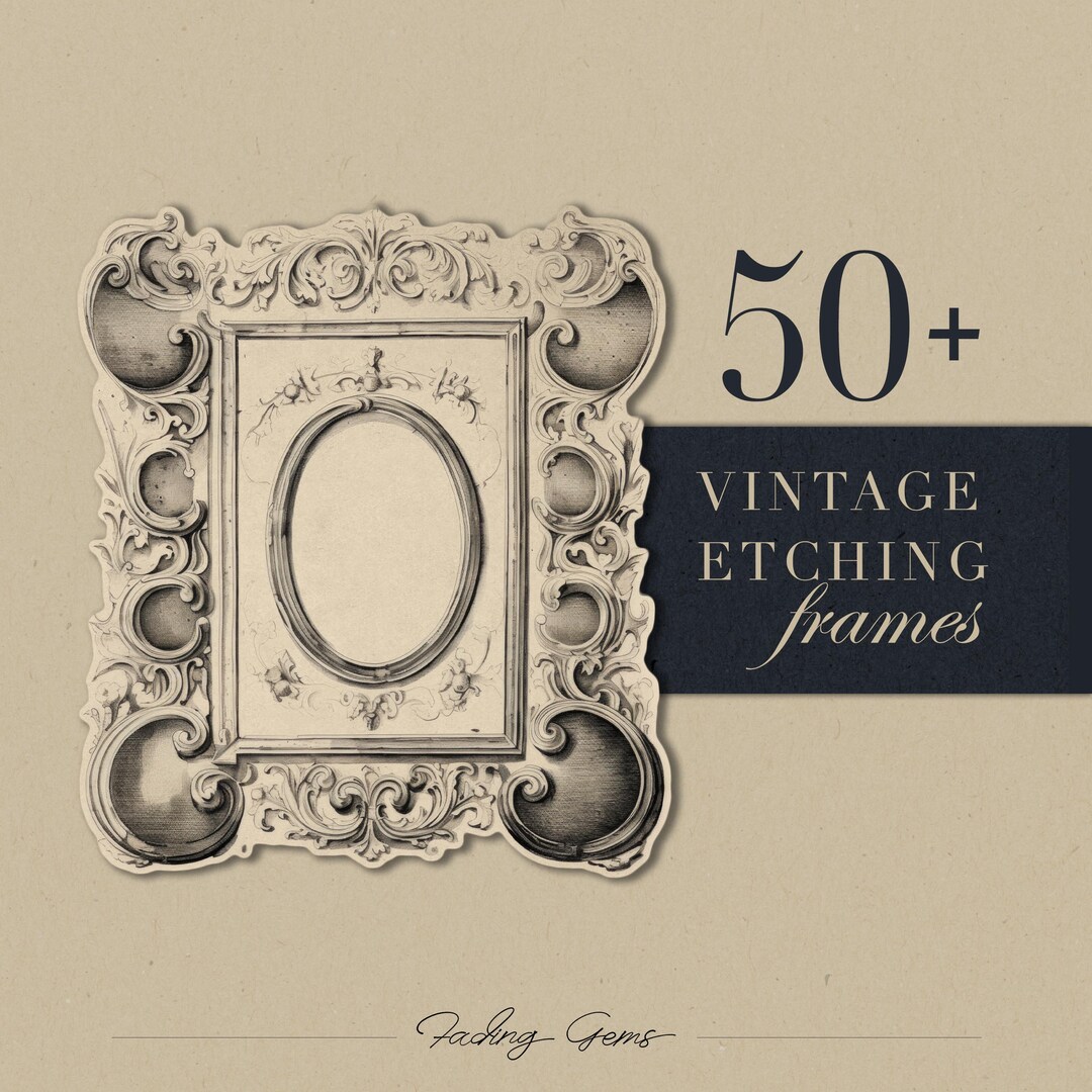 Baroque Etching Small Frames, Vintage Illustration Labels, Fussy Cut ...